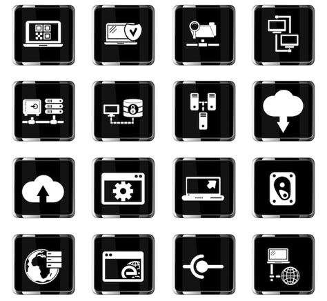사용자 인터페이스 디자인을 위한 서버 벡터 아이콘 프리미엄 벡터