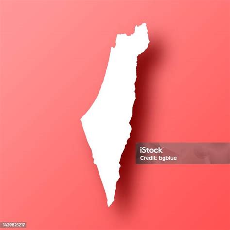 그림자가 있는 빨간색 배경에 이스라엘 지도 0명에 대한 스톡 벡터 아트 및 기타 이미지 0명 3차원 형태 공란 Istock
