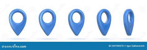 shiny blue realistic map pointers vector set in various angles web