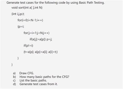 Solved Generate Test Cases For The Following Code By Using Chegg