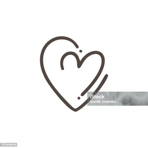 로맨틱 서예 단선 벡터 심장 사랑 기호입니다 발렌타인 데이의 손으로 그린 아이콘입니다 티셔츠 인사말 카드 포스터 결혼식에 대한 콘셉센 기호 평면 요소 일러스트 디자인 감정에