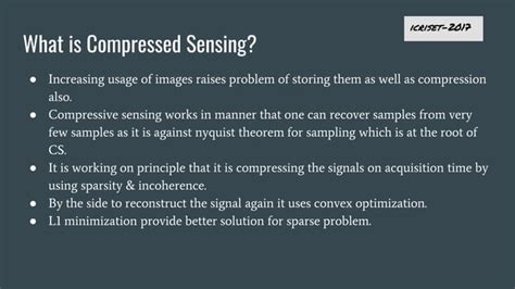 Compressed Sensing Applications In Image Processing And Communication 1