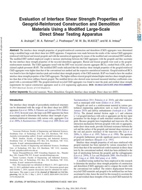 Evaluation Of Interface Shear Strength Properties Of Geogridreinforced Construction And