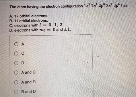 Solved The Atom Having The Electron Configuration