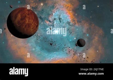 Galaxy Space Flight Exploration Travel Through Outer Space At NGC 7822