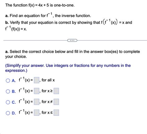 solved the function f x 4x 5 ﻿is one to one a ﻿find an