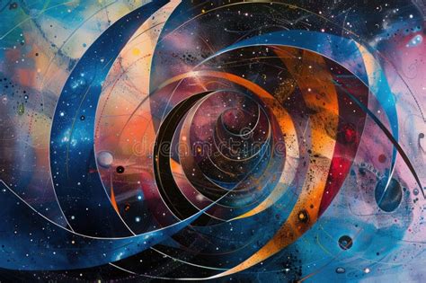 Abstract Formations Resembling Planetary Orbits And Cosmic Trajectories Against A Backdrop Of