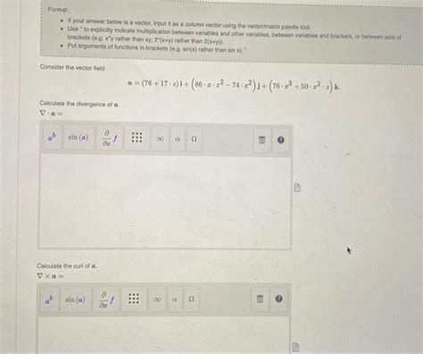 Solved Format If Your Answer Below Is A Vector Input It Chegg