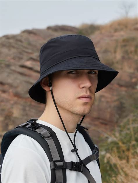 Men Solid Drawstring Design Bucket Hat Bucket Hat Fashion Bucket Hat Outfit Mens Bucket Hats