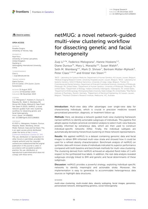 Pdf Netmug A Novel Network Guided Multi View Clustering Workflow For