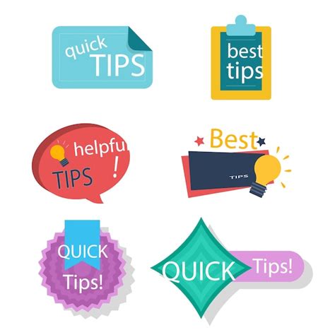Premium Vector Quick Tips Label Vector Set Modern Style For Tooltip Badge Solution And Advice