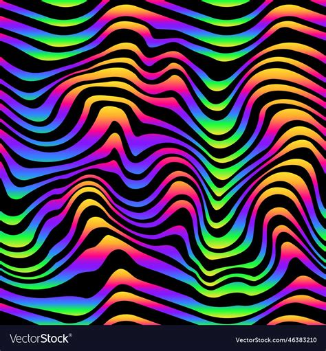 Rainbow Gradient Wavy Lines Seamless Pattern Vector Image