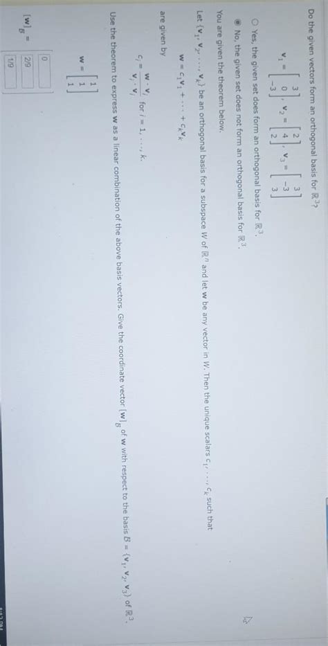 solved do the given vectors form an orthogonal basis for r3