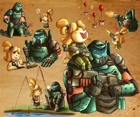 Lets Go Doomguy And Isabelle Know Your Meme