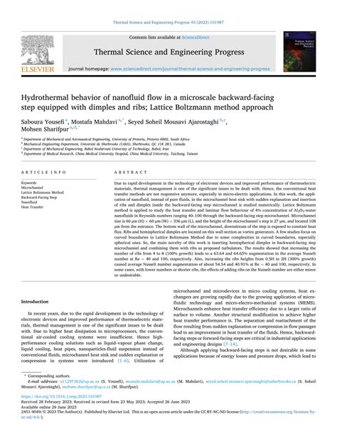 Pdf Hydrothermal Behavior Of Nanofluid Flow In A Microscale Backward Facing Step Equipped With