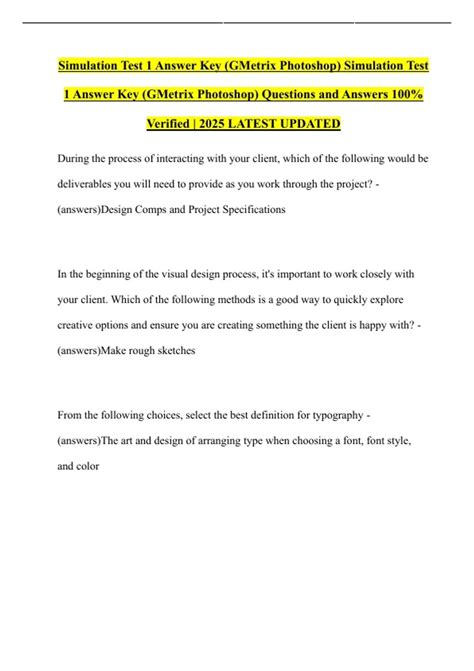 Simulation Test 1 Answer Key Gmetrix Photoshop Simulation Test 1 Answer Key Gmetrix Photoshop