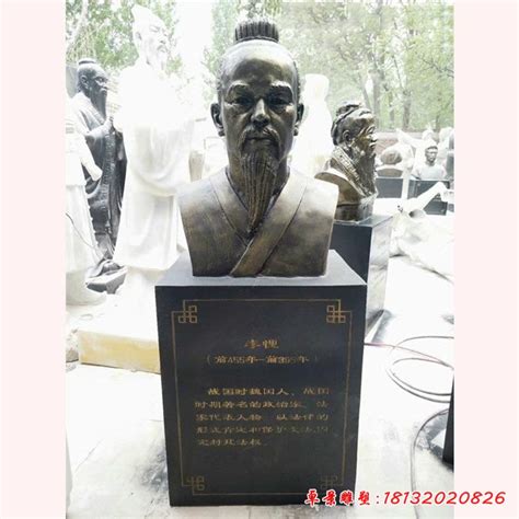 玻璃钢仿铜古代名人李悝头像 卓景雕塑公司