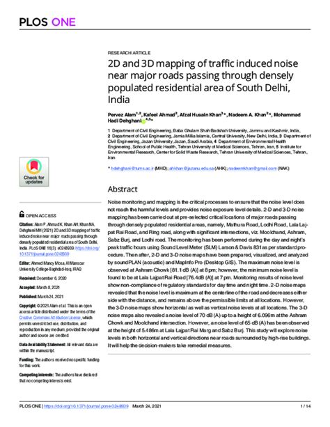 pdf 2d and 3d mapping of traffic induced noise near major roads