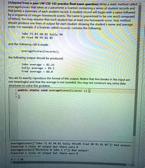adapted from a past uw cse 142 practice final exam question write a