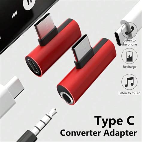 Red In Type C To Mm Jack Converter Earphone Audio Adapter Cable USB C To Aux Audio Dongle