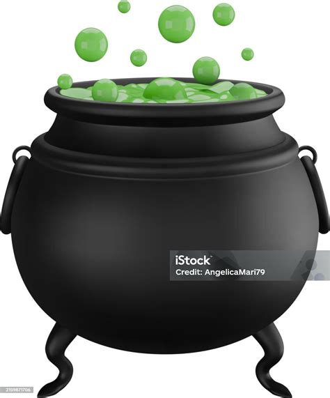 고립된 마녀 냄비 녹색 물약을 곁들인 마녀 가마솥 할로윈 3d 요소 할로윈에 대한 스톡 벡터 아트 및 기타 이미지 할로윈 마녀 가마솥 Istock