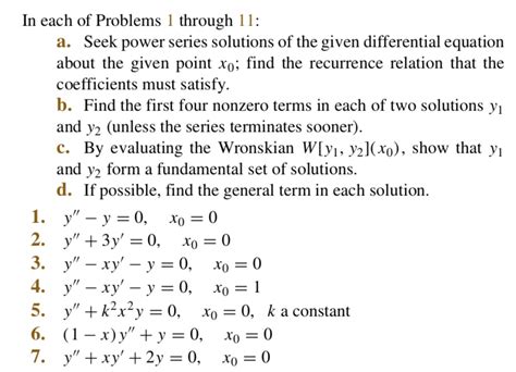 Solved In Each Of Problems 1 Through H A Seek Power Series Solutions