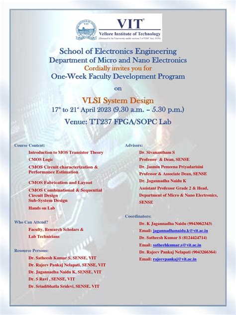 Fdp On Vlsi System Design Invitation Pdf