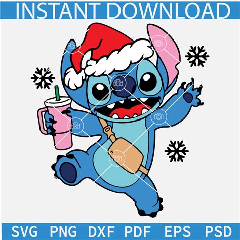 Stitch With Santa And Tumbler Svg Stitch Christmas Tumbler And Bag Svg Merry Christmas Stich