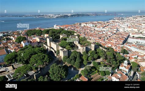 Aerial View Of The Medieval Sao Jorge Castle In Lisbon Portugal With