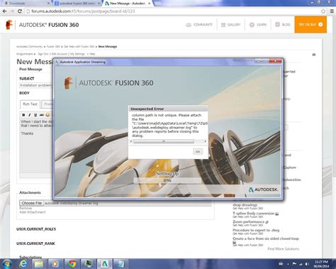 Installation Problem Column Path Not Unique Error Autodesk Community