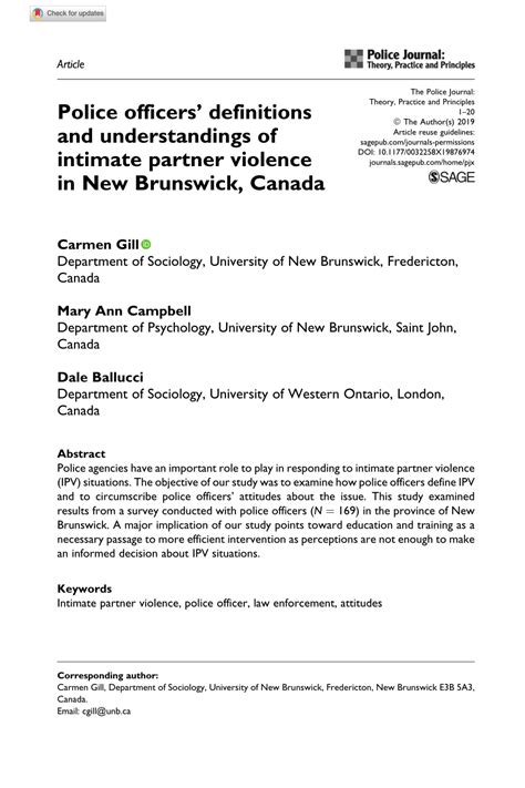 Pdf Police Officers Definitions And Understandings Of Intimate