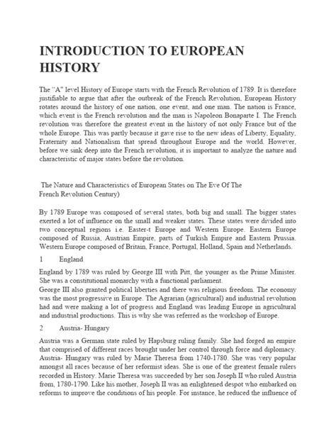 A Level European History Notes 1 Pdf First French Empire French Revolution