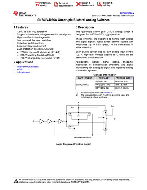 SN LV A Datasheet Switches Equivalent Texas Instruments