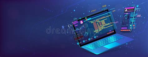 Banner Software Development Programming Web Site And App Laptop With