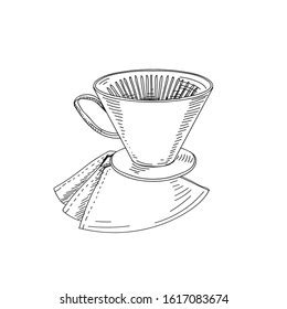 Vector Hand Drawn Coffee Filter Illustration Stock Vector Royalty Free 1617083674 Shutterstock