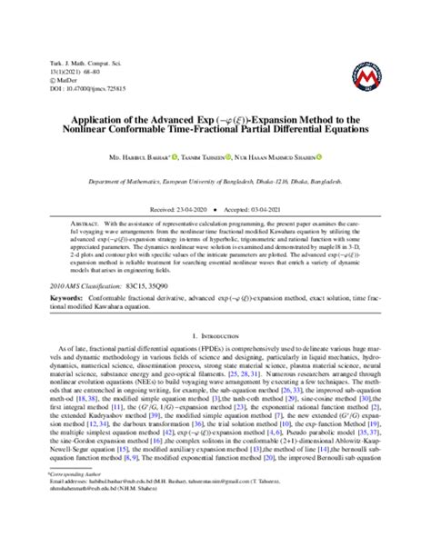 Pdf Application Of The Advanced Exp φξ Expansion Method To The Nonlinear Conformable Time