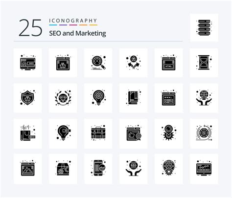 seo 25 solid glyph icon pack including marketing html dashboard coding people 18525325