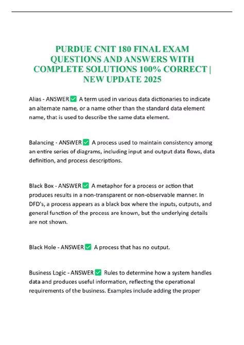 Purdue Cnit 180 Final Exam Questions And Answers With Complete Solutions 100 Correct New