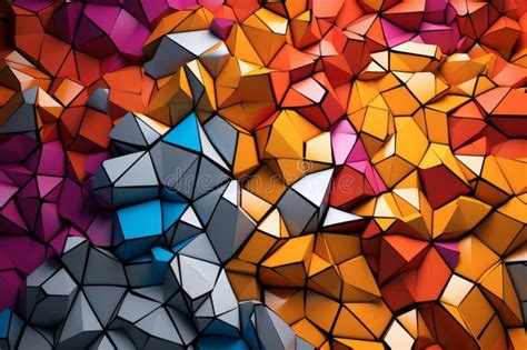 Vibrant Voronoi Block Texture Bright Rocky Ridges Abstract 3d