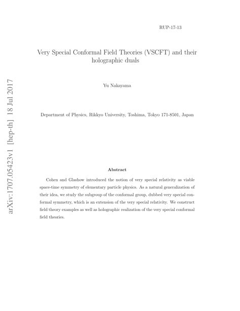 Pdf Very Special Conformal Field Theories Vscft And Their Holographic Duals