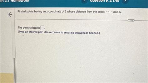solved find all points having an x coordinate of 2 whose