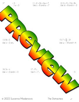 Evaluating Expressions Worksheet Digital By The Distracted Teacher