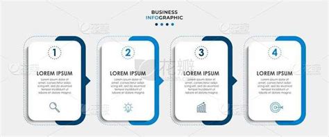 具有图标和四个选项或步骤的业务infographic设计模板向量。可用于流程图、演示、工作流布局、横