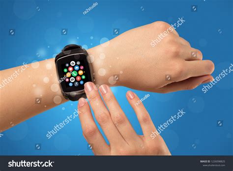 Naked Female Hand Smartwatch Application Icons Stock Photo Shutterstock