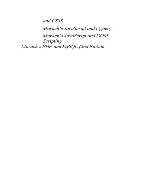 And Csss Murachs Javascript And J Query Murachs Javascript And Dom Scripting Murachs Php And