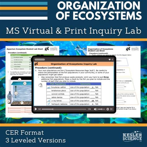 Organization Of Ecosystems Digital Science Inquiry Lab And Cer Ms 6 8 Print