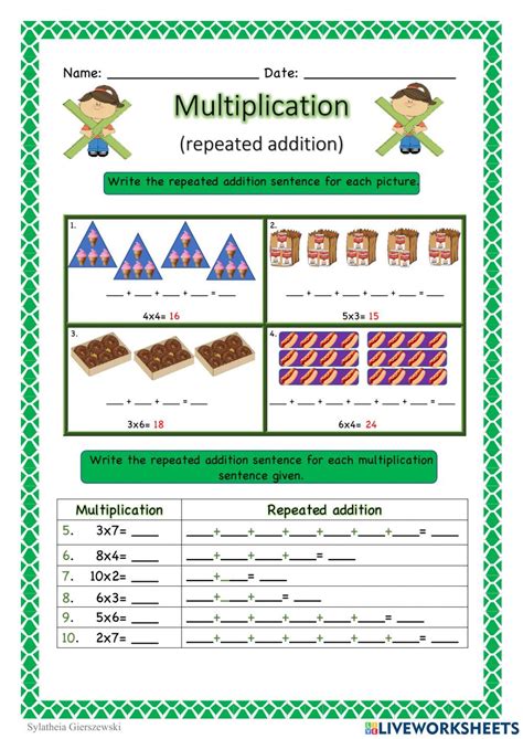 Multiplication Repeated Addition Worksheet Multiplication Repeated