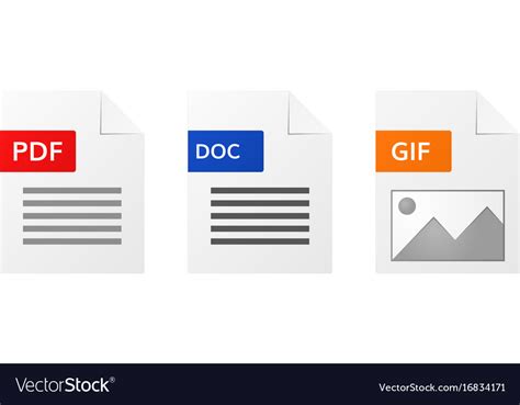 Gif Pdf And Doc File Format Icon Set Royalty Free Vector