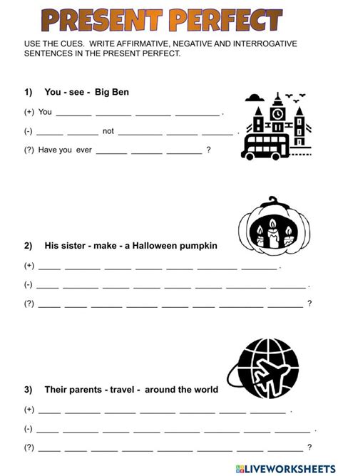 Present Perfect Affirmative Negative Interrogative Worksheet