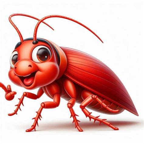 A Red Bug With A Big Nose And A Big Smile On It Premium Ai Generated Image